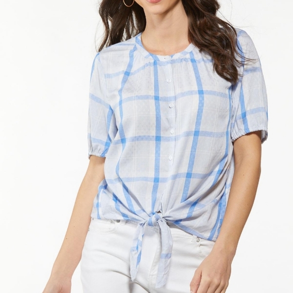 Cato | Tops | Tie Front Checkered Top | Poshmark